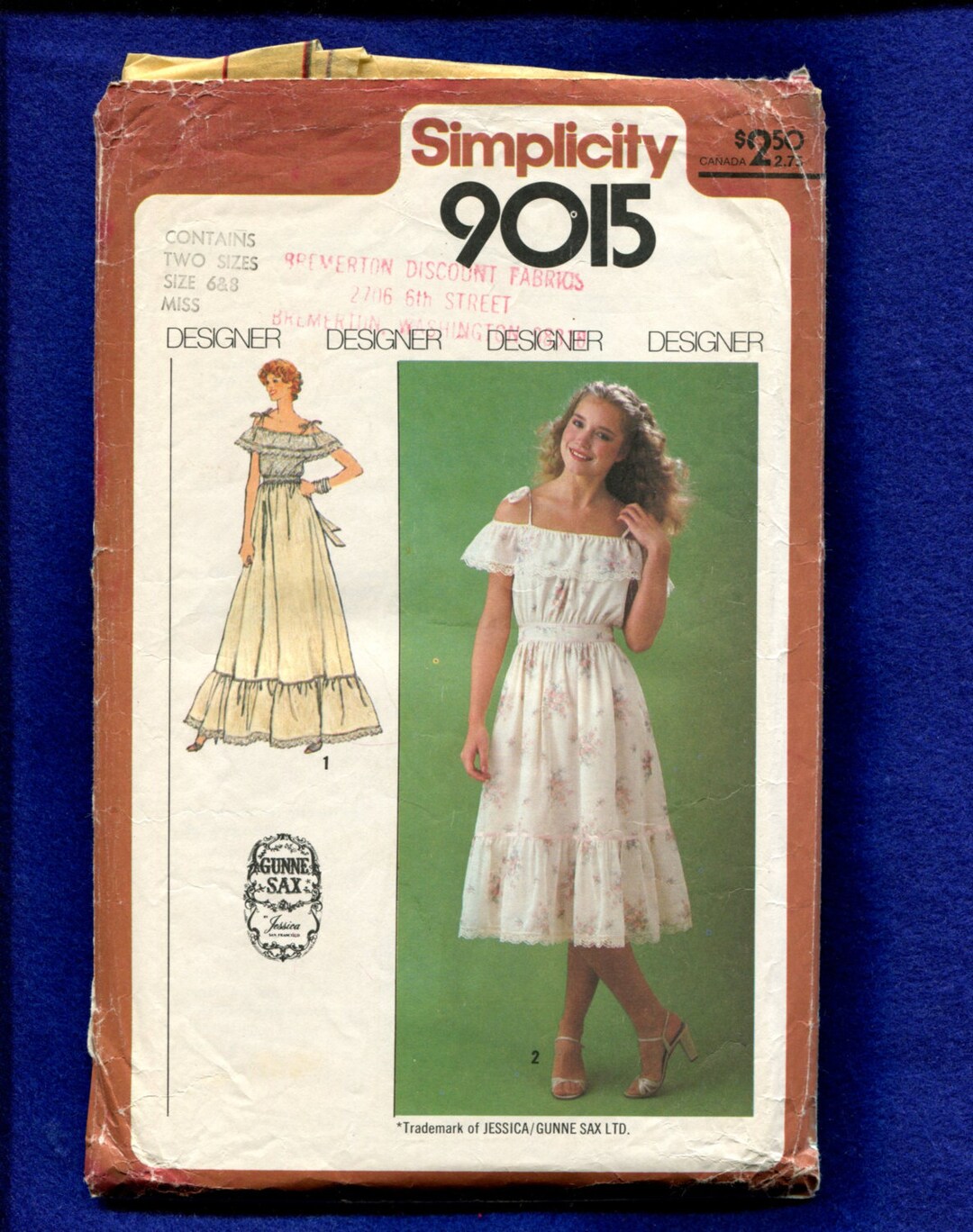 1970's Simplicity 9015 Gunne Sax Prairie Chic off Shoulder Tiered Dress ...