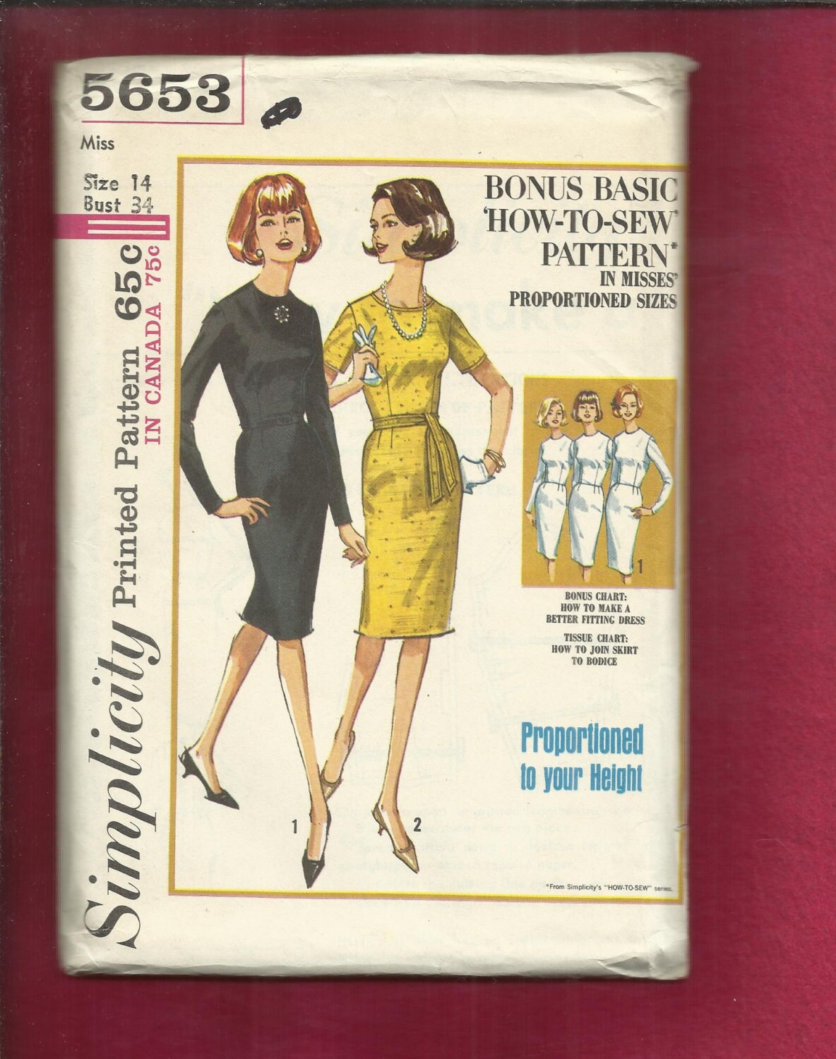 1964 Simplicity 5653 Fitting Shell Pattern for Straight | Etsy