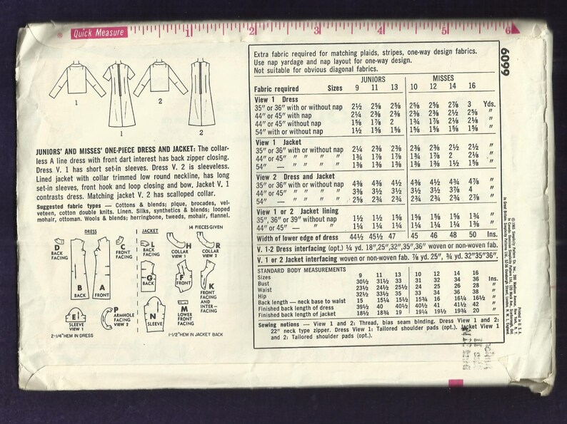 1965 Simplicity 6099 Scallop Collar Bolero Jacket & - Etsy
