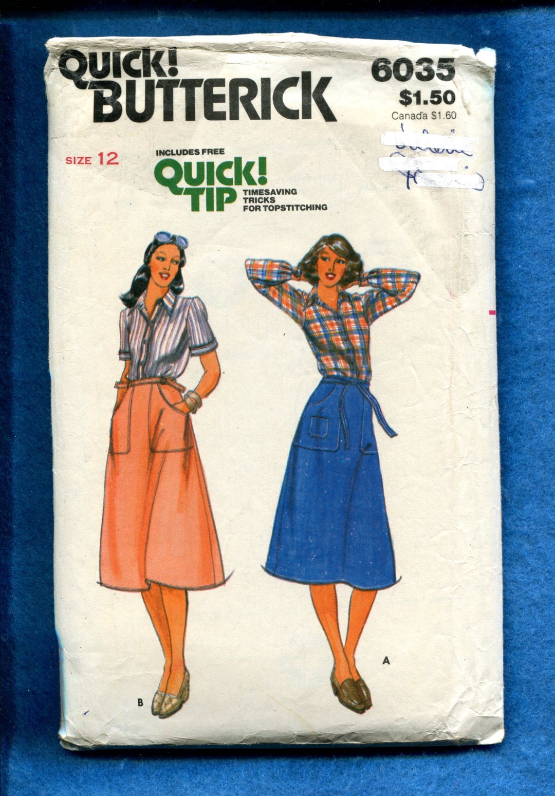 1970's Butterick 6035 Safari Chic Cargo Pocket Wrap Skirt & Blouse ...
