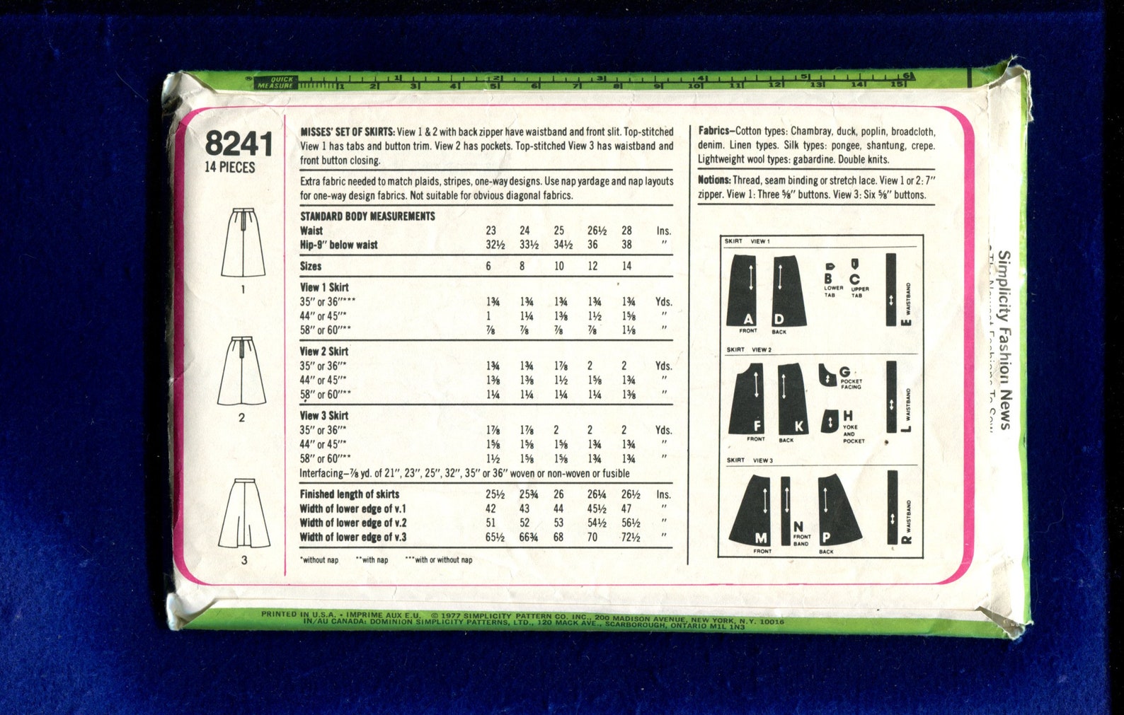 1970's Simplicity 8241 A-line Skirt in Three Styles Pattern Size 12 - Etsy