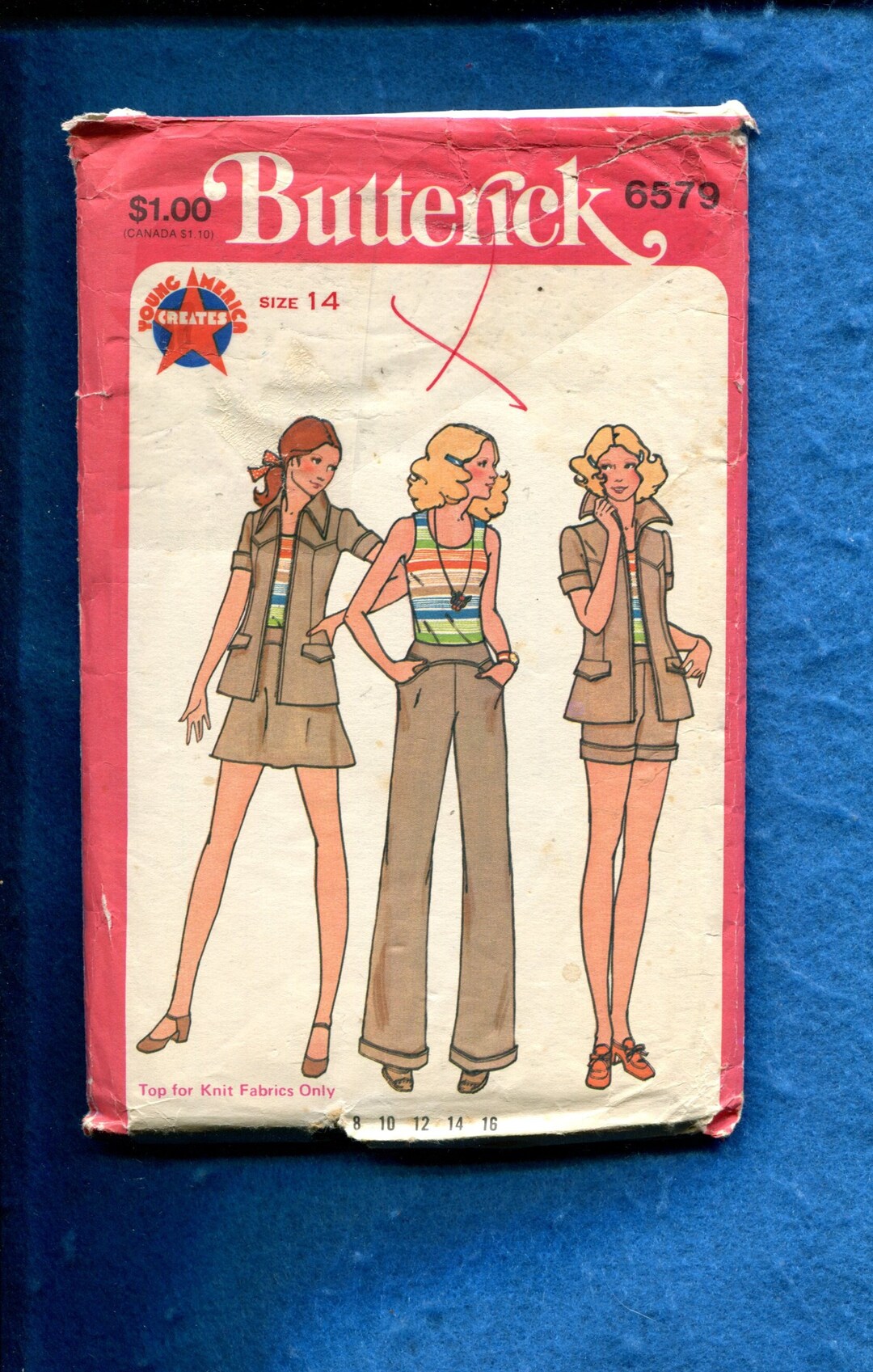 1970's Butterick 6579 Retro Western Shirt Skirt & Pants Pattern Size 14 ...
