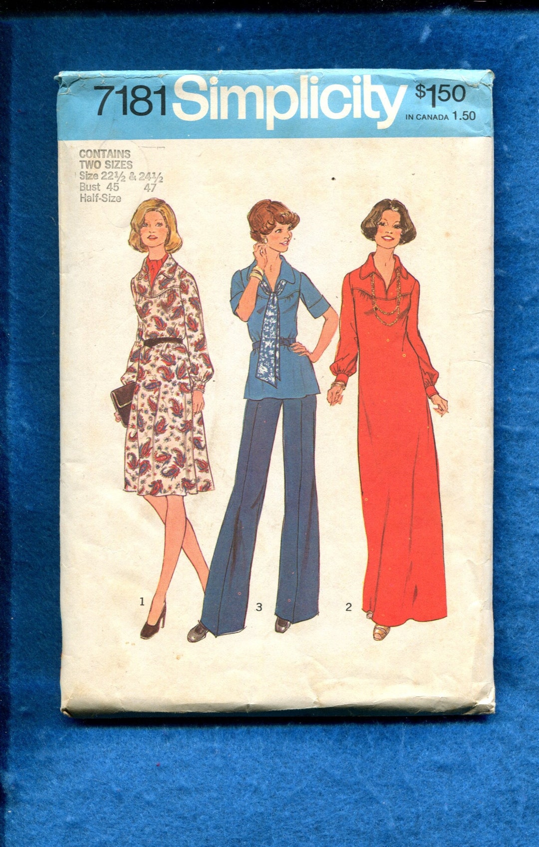 1970's Simplicity 7181 Tunic Style Dress Pattern Size 22.5..24.5 - Etsy
