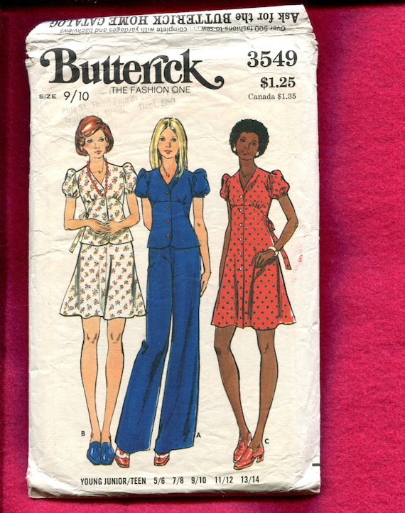 1970's Butterick 3549 Retro Cottage Chic Empire Dress or | Etsy