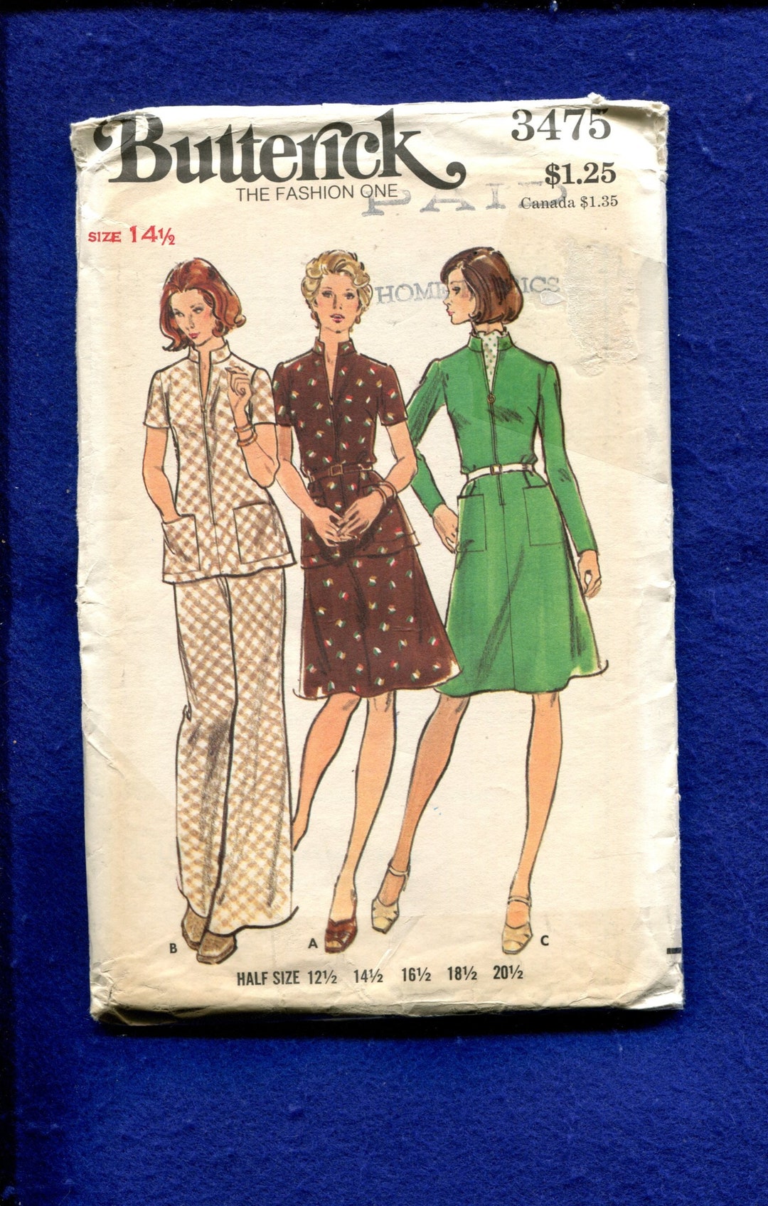 1970's Butterick 3475 Retro Nurse's Tunic Dress & Pants Pattern Size 14 ...