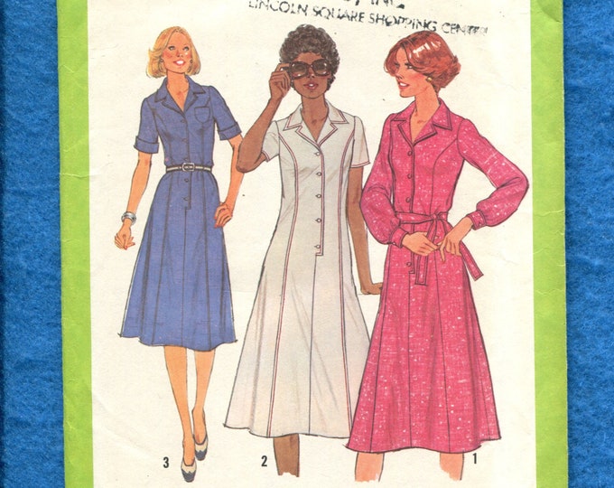 1970's Simplicity 8255 Princess Seam Shirt Dresses Pattern Size 18 ...