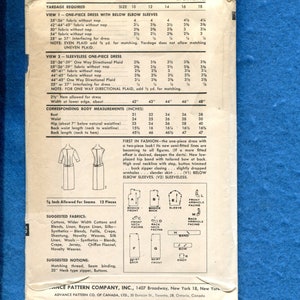 1960's Advance 8557 Mid Century Modern Slim Fit Dress Pattern Size 14 ...