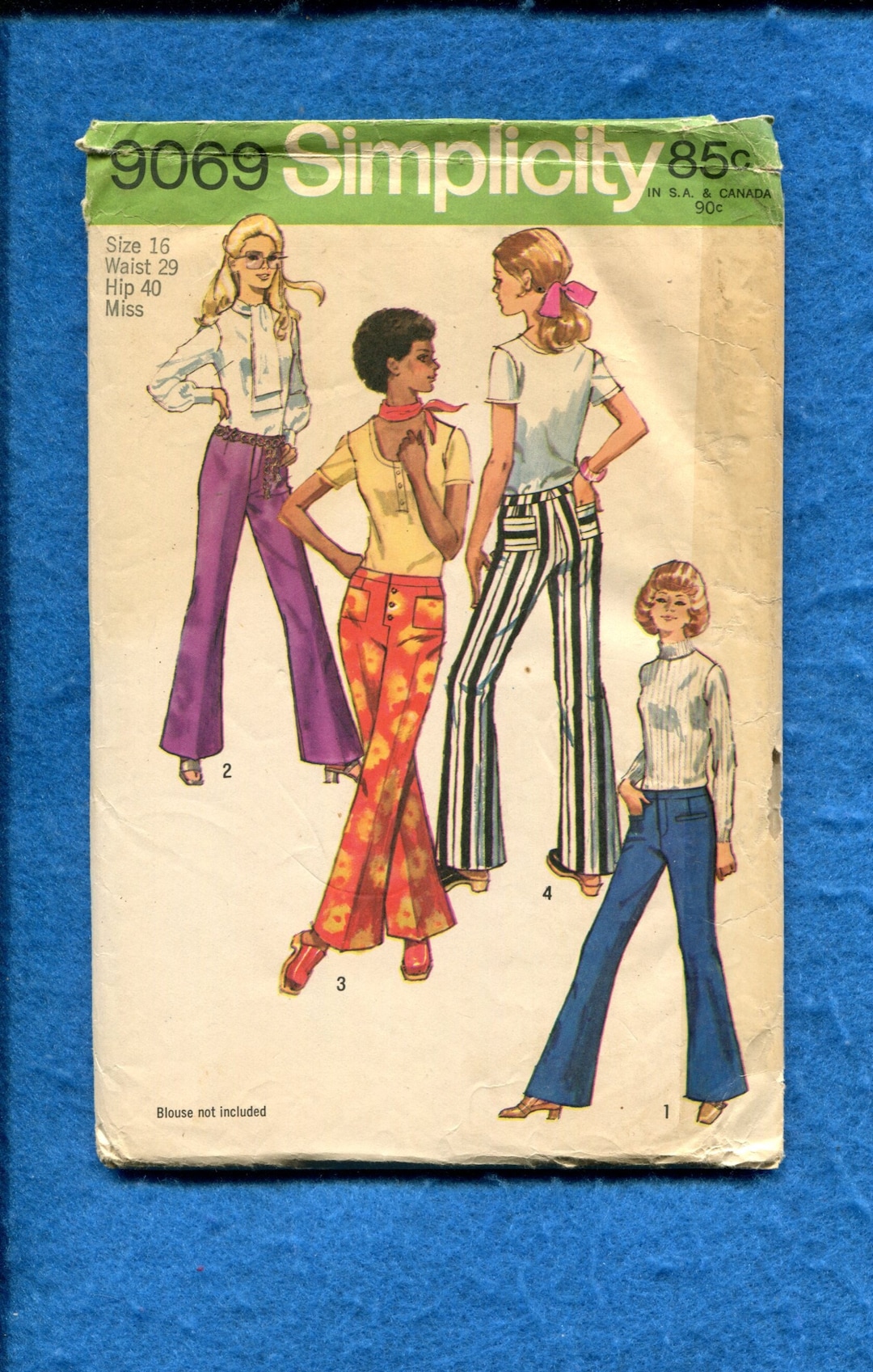 1970's Simplicity 9069 Hip Hugger Bell Bottom Pants Pattern Size 16 - Etsy