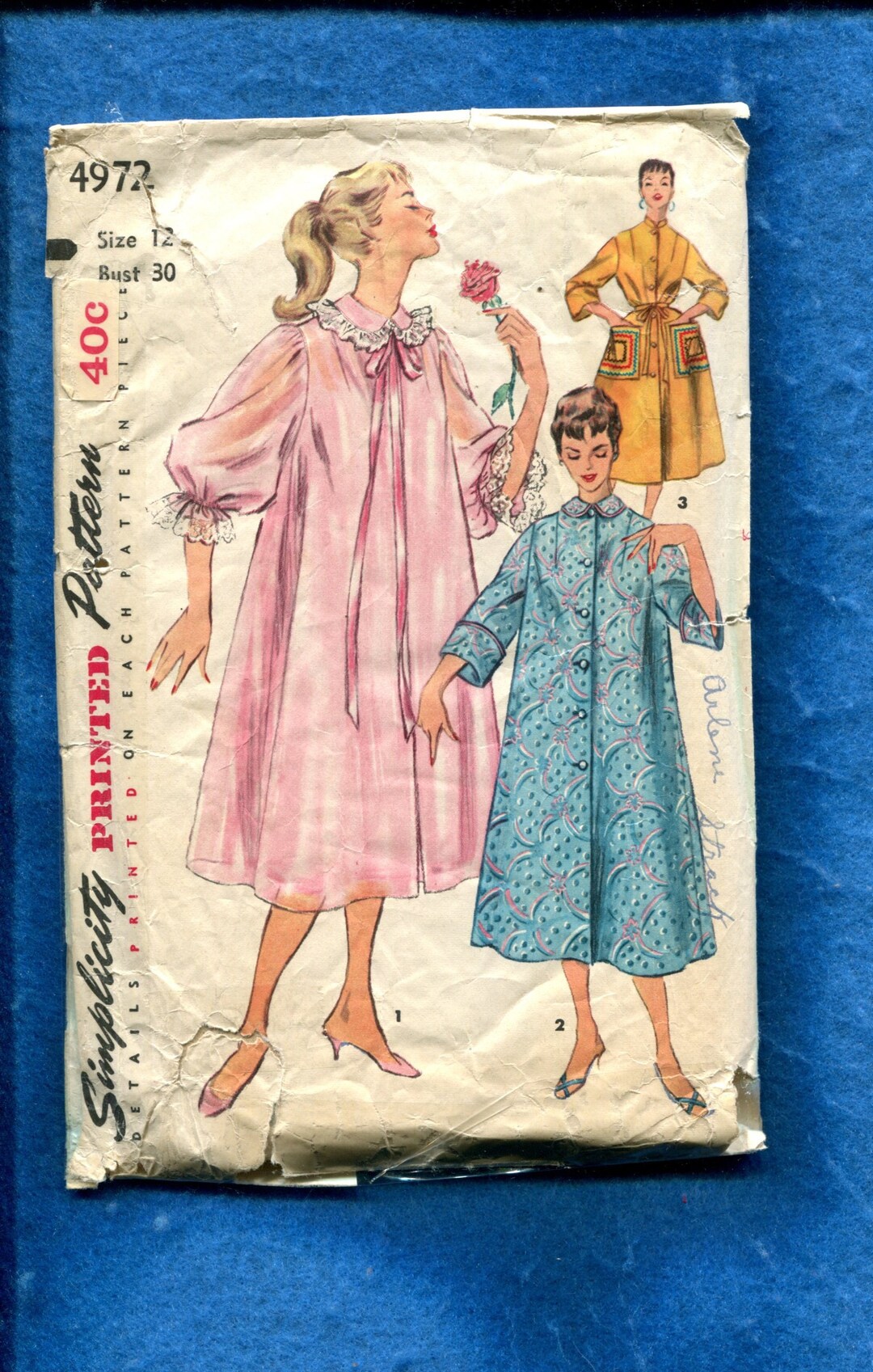 1950's Simplicity 4972 Mid Century Lady's House Coat Pattern Size 12 - Etsy