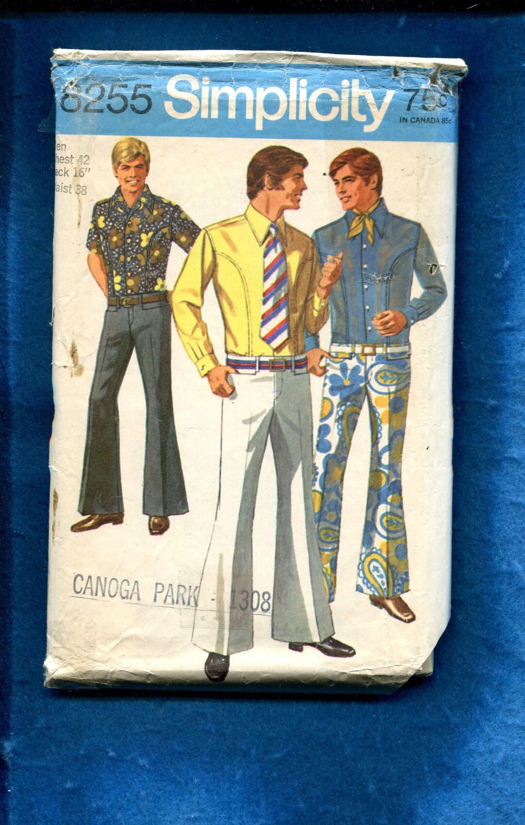 1960's Simplicity 8255 Oh Sew Retro Men's Hip Hugger Bell Bottoms ...