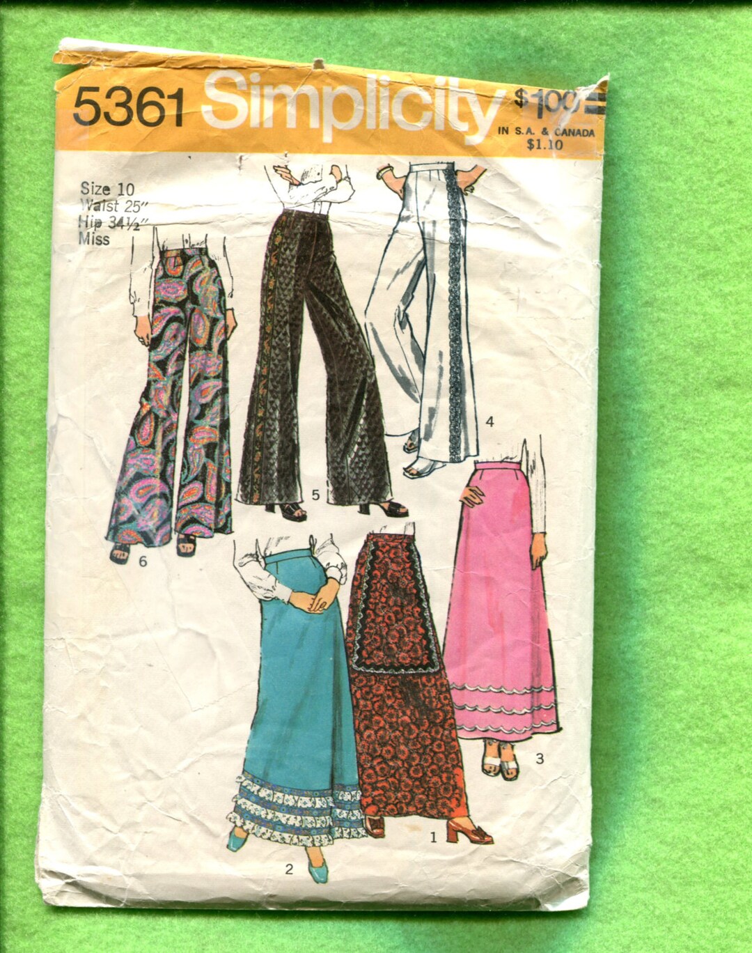 1970's Simplicity 5361 Retro Flared Leg Pants & Evening A-line Skirts ...