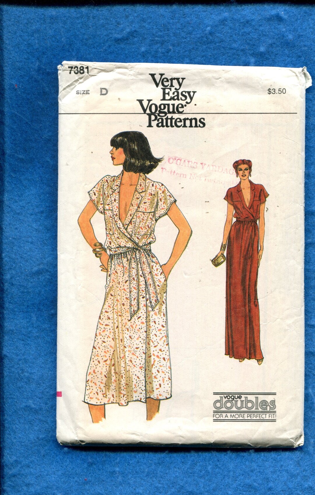 1970's Vogue 7381 Slimming Drop Shoulder Evening Dress Pattern Size 12 ...
