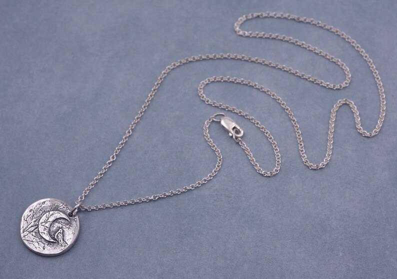Nightingale Moon Artisan Sterling Silver Moon Charm Necklace Silver ...
