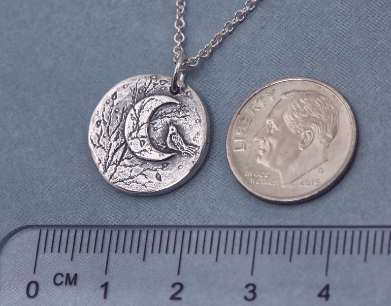 Nightingale Moon Artisan Sterling Silver Moon Charm Necklace Silver ...