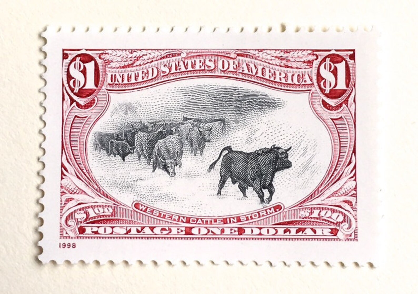 5 Vintage One Dollar Postage Stamps Unused Western Landscape | Etsy