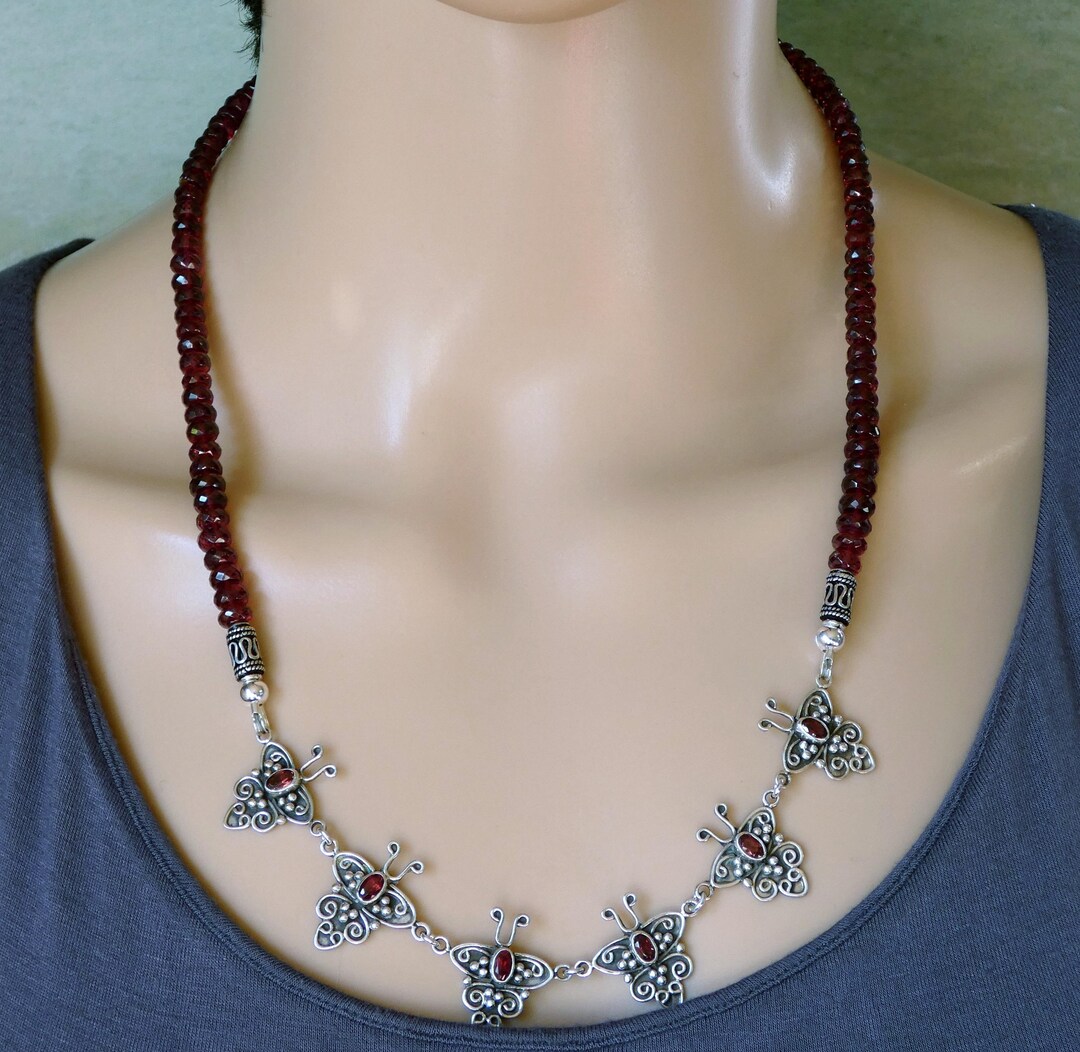 Red Garnet Butterfly Necklace - Etsy