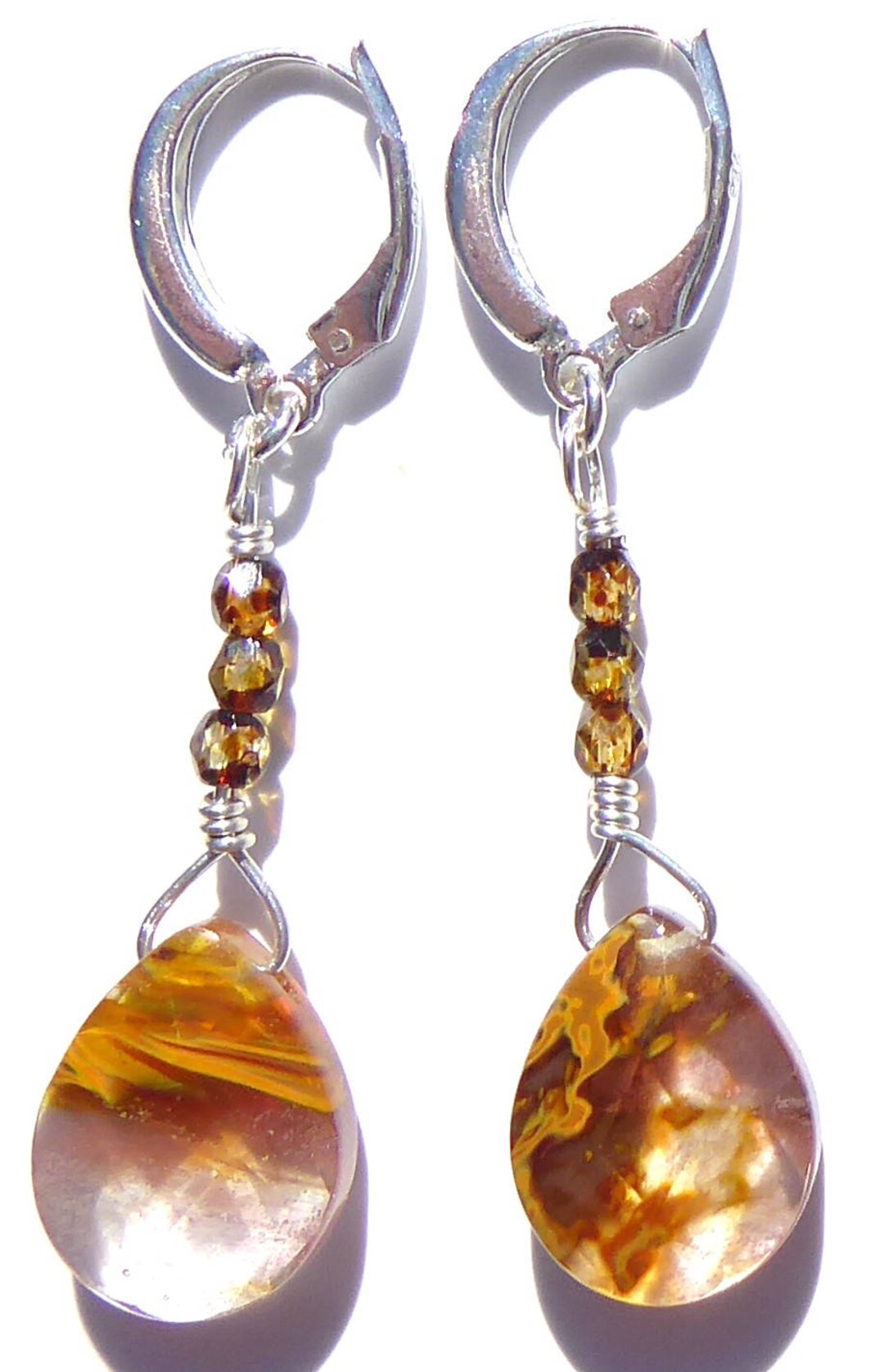 Volcano Quartz Gemstone Earrings With Preciosa Czech Beads - Etsy