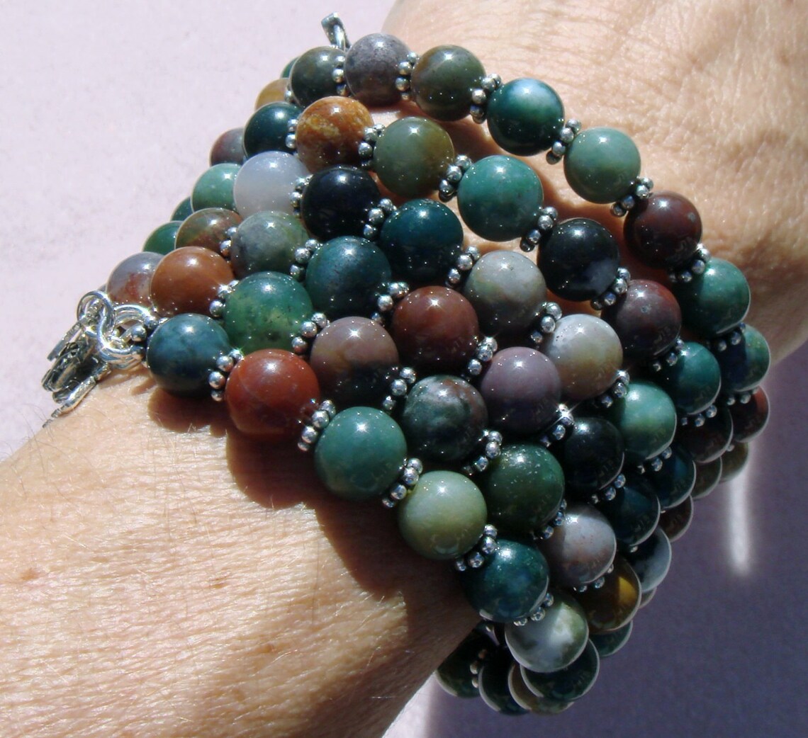 Multi Strand Memory Wire Wrap Bracelet With Sterling Charms - Etsy