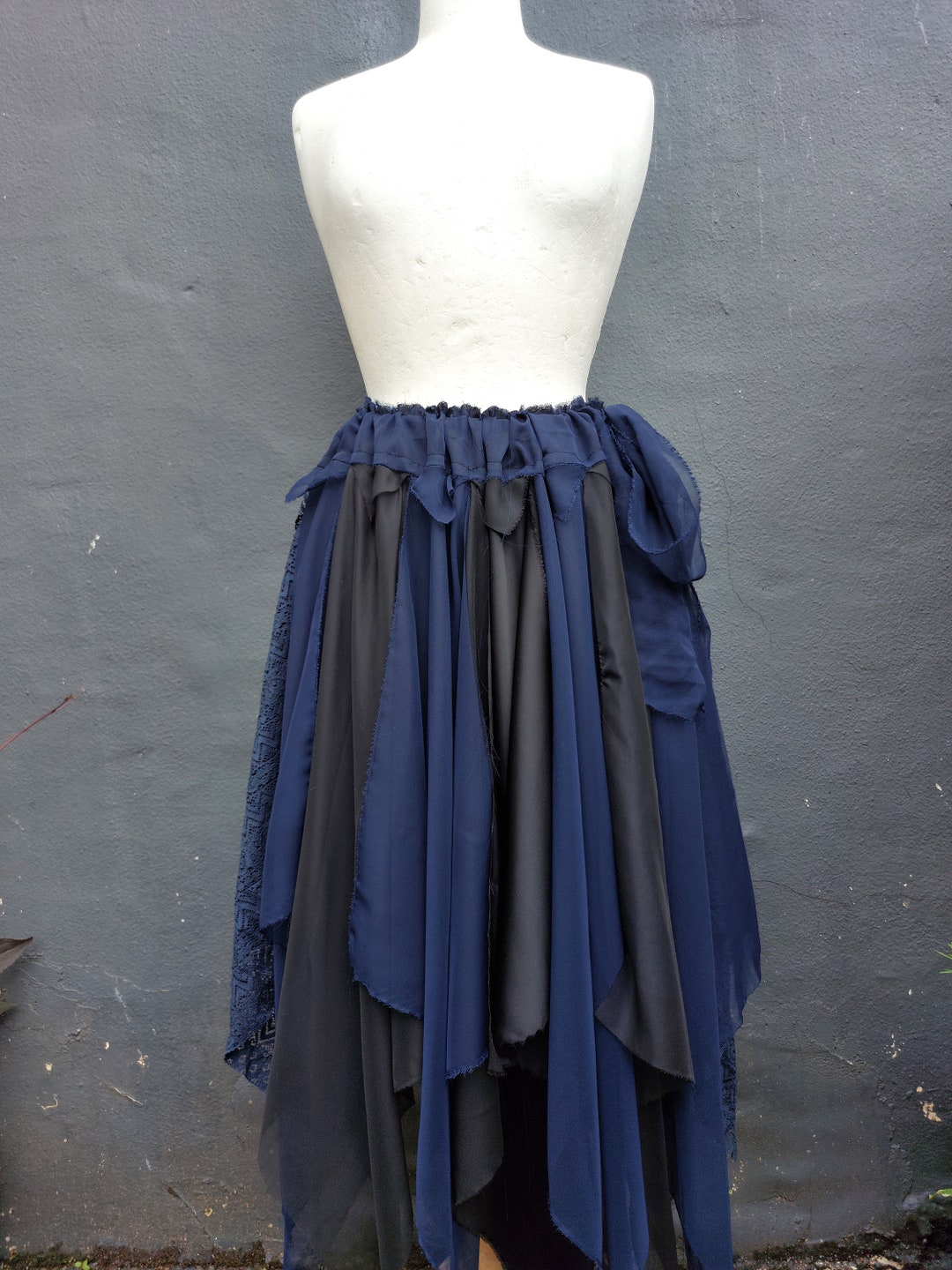 Black and Navy Blue Fairy Skirt, Woman's Clothing,dark Mori Girl ...
