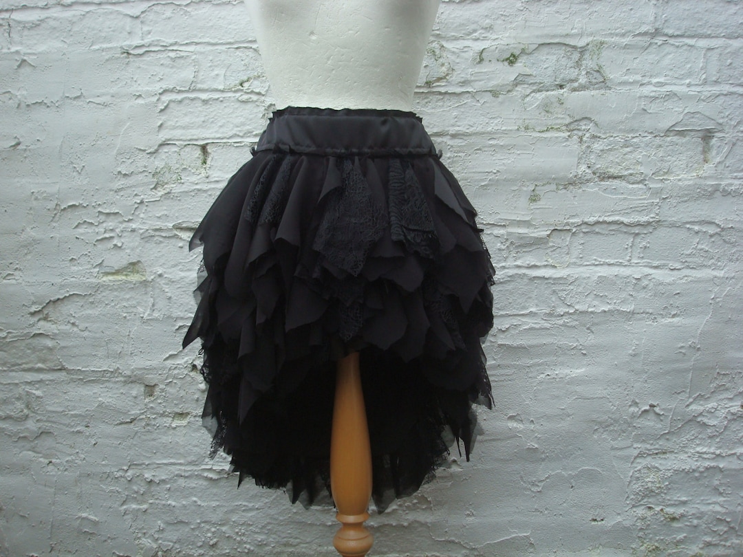 Black Hi Lo Skirt Tattered Skirt Upcycled Gown Gothic Wedding Skirt ...