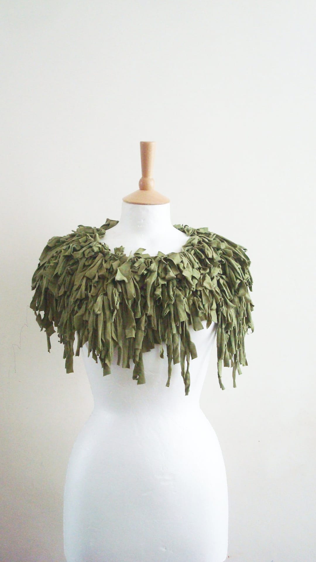 Green Capelet up Cycled Tribal Gown Costume Olive Shredded Tattered ...