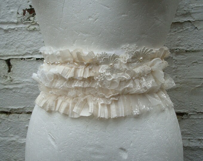 Ivory Upcycled Sash Belt Beaded Eco Wedding Bridal Recycled - Etsy