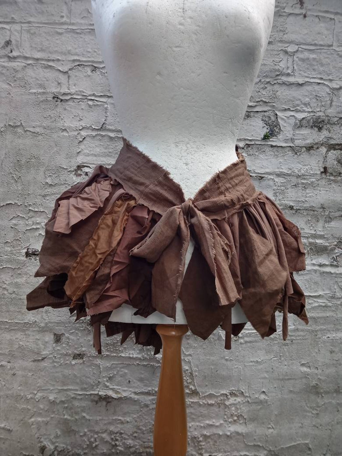 Brown Shredded Bustle Skirt: Upcycled Fairy Gown, Hand-dyed Cotton ...