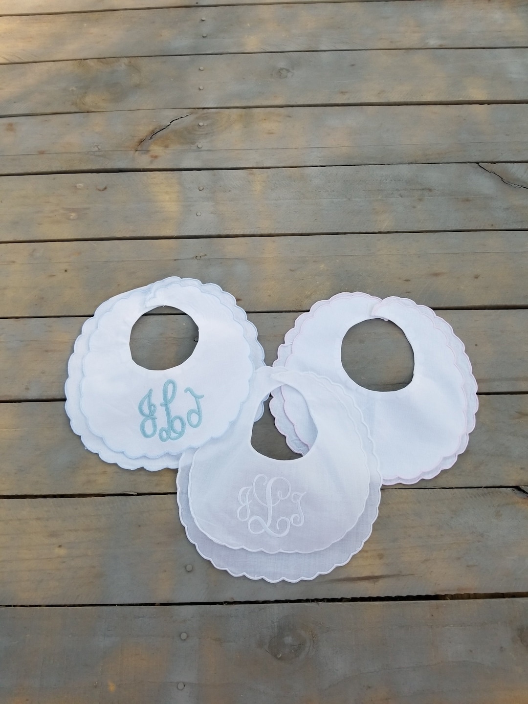 Scallop Bib, Baby Boy Bib, Baby Girl Bib, Linen Baby Bib, Monogram Baby ...