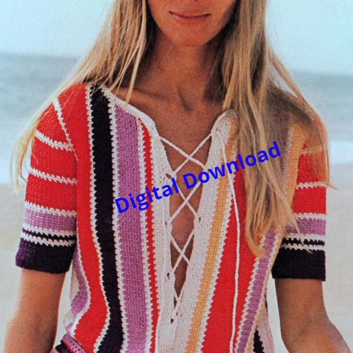 Crochet Pattern, Striped, Beach Cover Up, Beach Tunic, Mini Dress ...