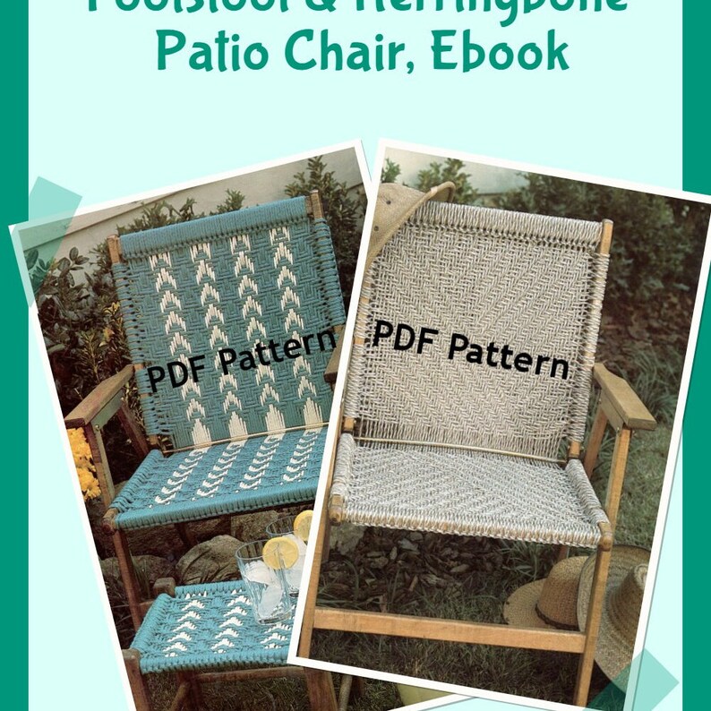 Macramé Lawn Chair With Footstool, Vintage Macrame Pattern, Herringbone ...