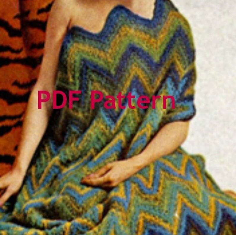 Chevron Knit Afghan Pattern, Vintage 1963, Quick and Easy Knit, PDF ...