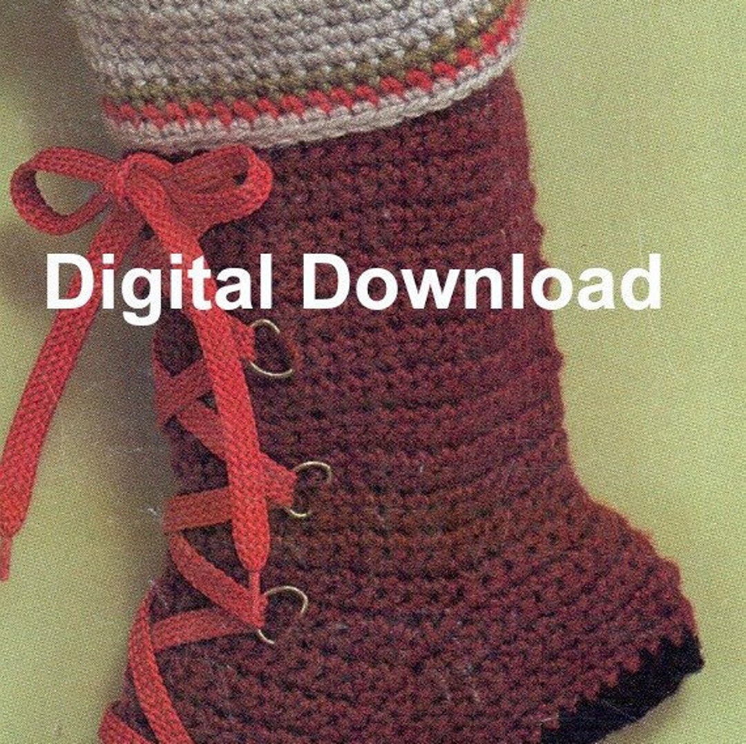 Crochet Christmas Stocking, Hiking Boot, Vintage Sock, Holiday ...
