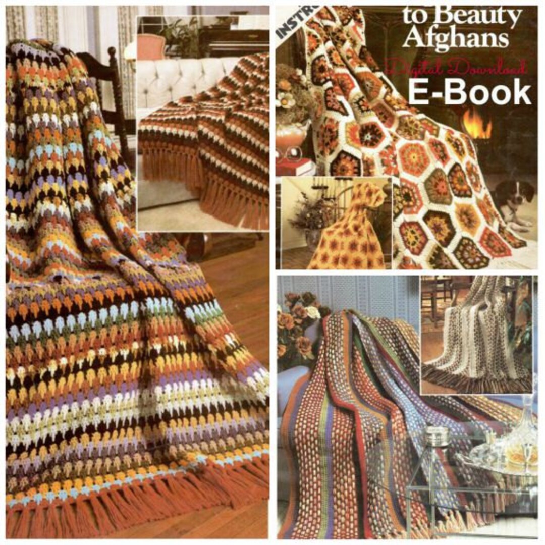 Scrap Yarn Crocheted Afghans Pattern, Granny Square Motif, Easy ...