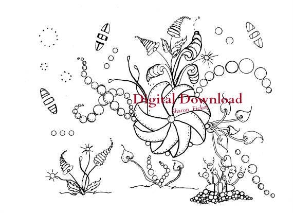 Adult Coloring Book 20 Printable, Zentangle, Under the Sea, Art Therapy ...