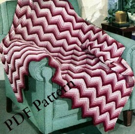 Chevron Afghan Crochet Pattern, Classic Pattern, Vintage 1948, PDF ...