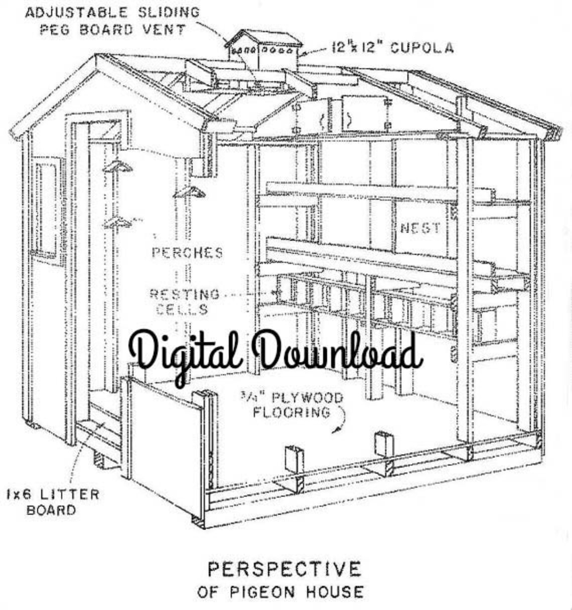 Chicken/pigeon Coop Blueprints, Hen House, Nest Boxes, Vintage ...