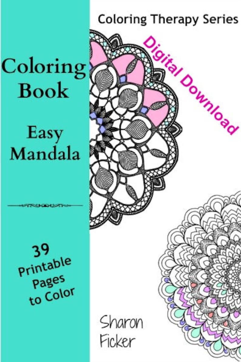Art Therapy Printable Coloring Book, Easy Mandalas, Coloring Therapy ...