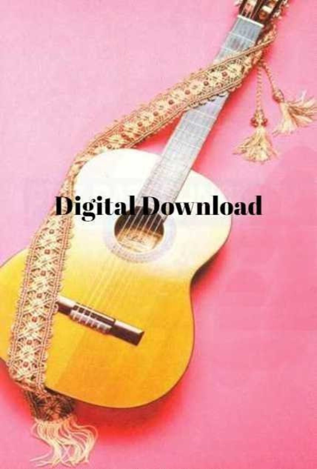Macrame Guitar Strap Pattern, Vintage 70s Hippie Boho, Jute Hemp Knot ...