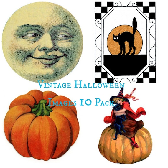 Vintage Halloween Clip Art 10 Digital Pack Halloween | Etsy