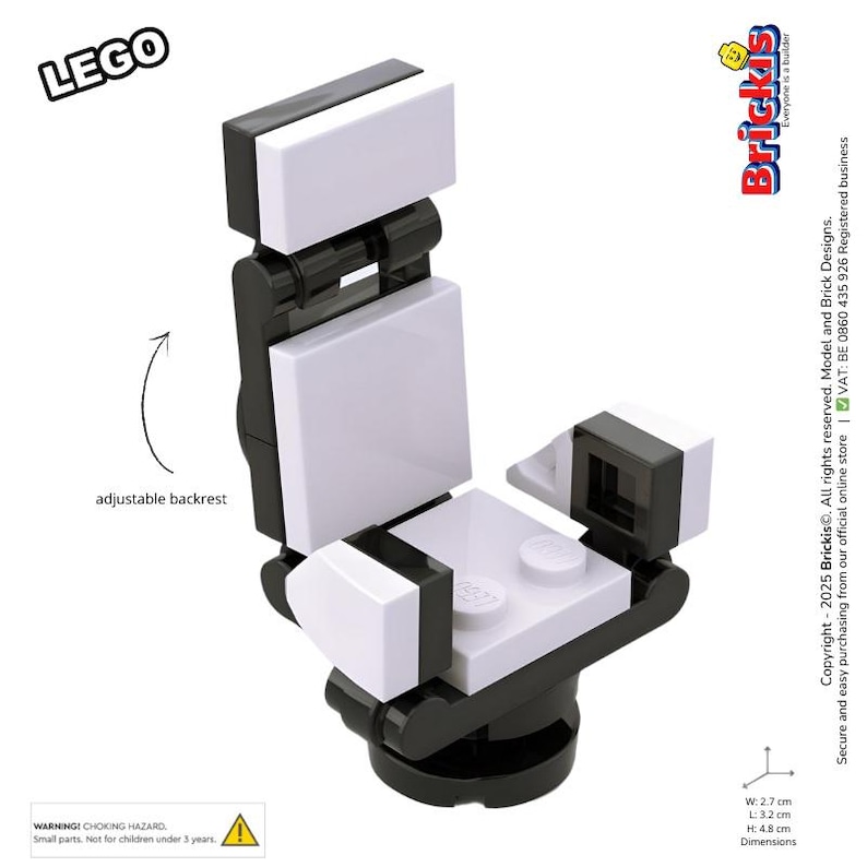 White LEGO® Gaming Chair for Minifigs – Custom Brick MOC With Ergonomic ...