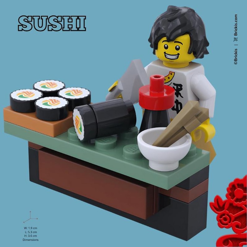 Custom LEGO® Sushi Bar MOC Mini Japanese Food Stand With Sushi and Maki ...