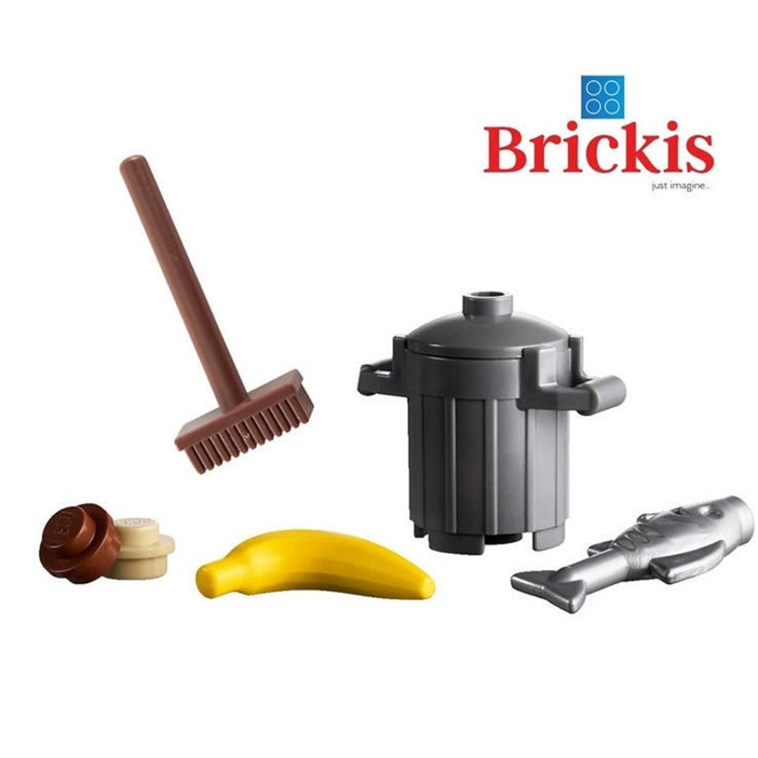 LEGO® Mini Set of Trash Can With Fish Banana Broom Parts Accessories ...