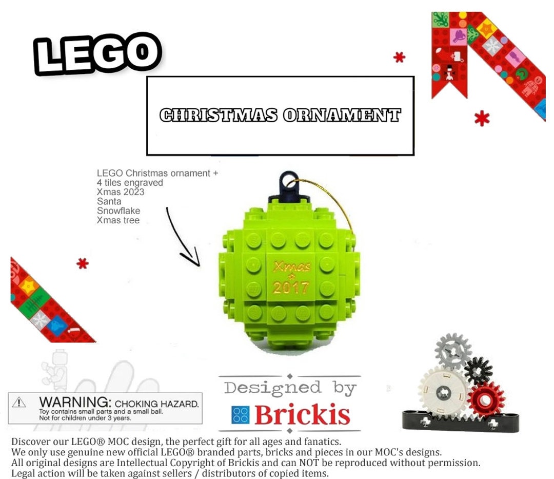 Models Built of LEGO® Bricks XMAS Ornament With 4 ENGRAVED Tiles ...