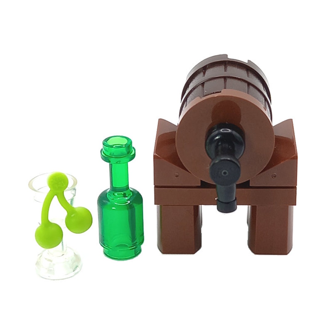 Models Built of LEGO® Bricks MOC Wine Barrel With Bottle and Glass ...