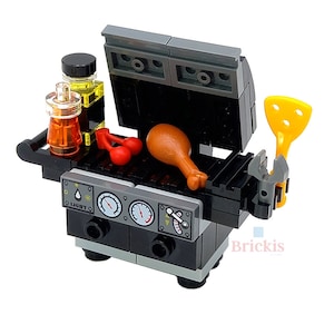 MOC Deluxe Barbecue BBQ Grill With Chicken Custom Design Miniset Models ...
