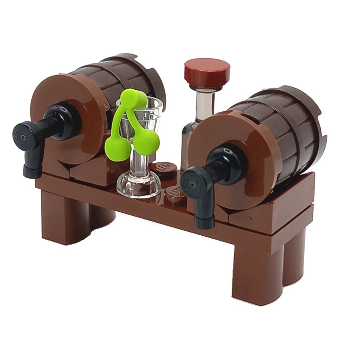 Models Built of LEGO® Bricks MOC Wine Barrel With Bottle and Glass ...