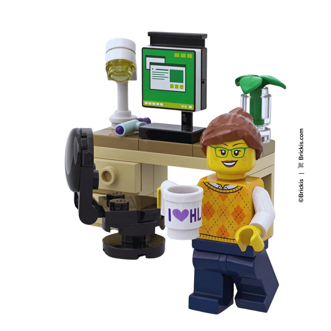 Custom LEGO® Home Office Desk Setup, Computer Workspace for Minifigure ...