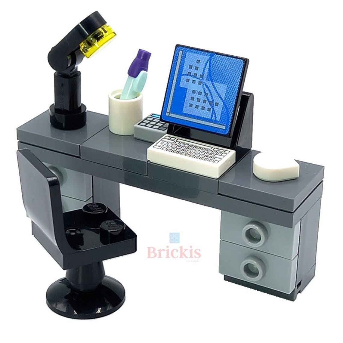 MOC LEGO Office Desk Computer Working From Home Chair | Etsy