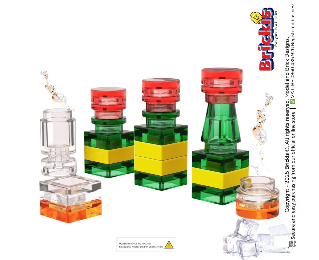 Brickis MOC Beverage Bottle Set Mini Bar Accessories for Pubs and ...