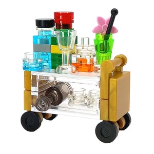 Models Built of LEGO® Bricks MOC Bar Cart Bartender With Cocktails and ...